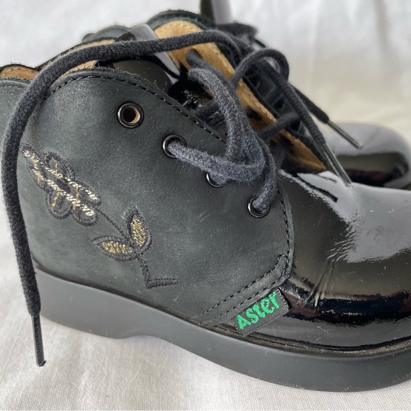 aster | Shoes | Aster Girls Black Leather Boots Patent Matte Leather ...